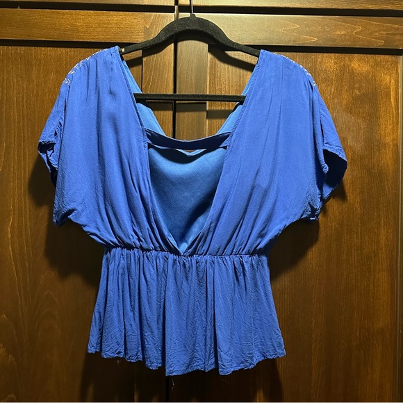 miami | Tops | Miami Cobalt Blue Blouse With Silver Embroidered Details ...